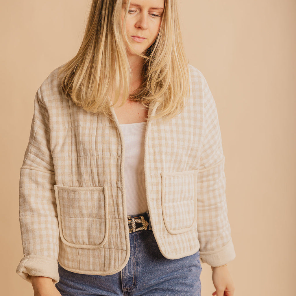 Gingham Quilted Jacket – The Adorn Co.